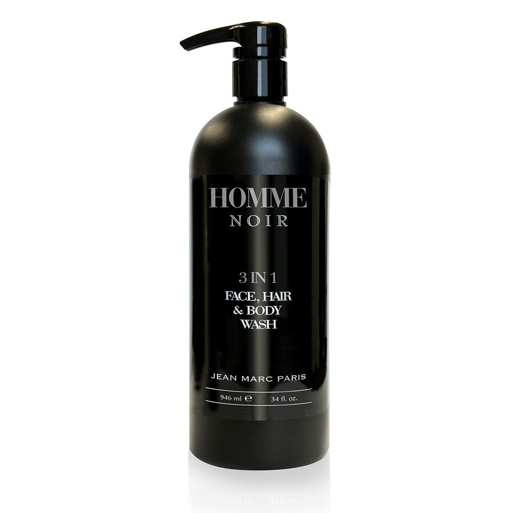 Homme Noir 3 in 1 Men's Wash Face Hair Body 34oz/934ml – Jean Marc Paris